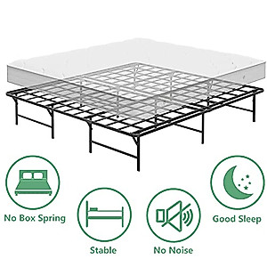 ZIYOO Full Size Folding Bed Frame, 16 Inch High, Heavy Duty 2500 lbs Support Mattress Foundation, No Box Spring Needed, Easy Assembly, Noise Free-Black