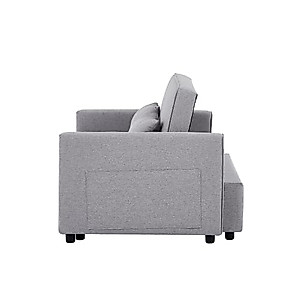 akucvor 54" Sleeper Sofa Bed, Convertible 3 in 1 Loveseats Sofa Bed with Lumbar Pillows, Multi-Function Linen Pull Out Sofa Bed with Adjustable Backrest for Living Room Bedroom, Gray