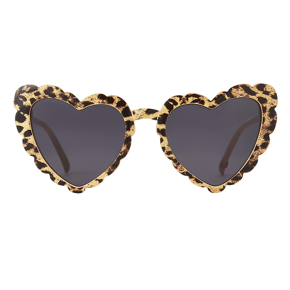 Betsey Johnson Women's Queen of Hearts Sunglasses Heartshape, Beige/Brown Leopard, 53mm