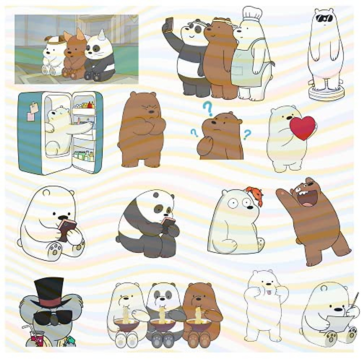 Careflection We Bare Bears Stickers Perfect for Laptop Computer Bottle Travel Mobile Guitar Pack of 25