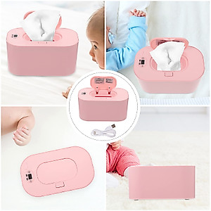 Car Wipe Warmer Baby Wipe Warmer Heater Dispenser Diaper Wipe Box Case Container for Home Hotel Car Pink Diaper Wipe Warmer