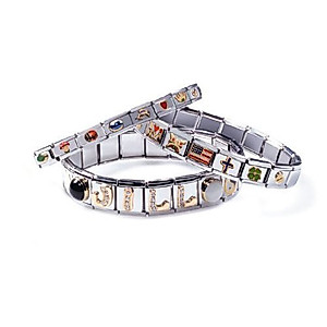 Sexy Sparkles Rhinestone Italian Charm Bracelet 9mm Link Choose Your Birthstone From Menu