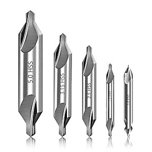 LWCUSNJ 5pcs Center Drill Bits Set, M2 High Speed Steel 60-Degree Angle Countersink Drill Bit for Lathe Metalworking,Size 1 1.5 2.5 3.15 5mm