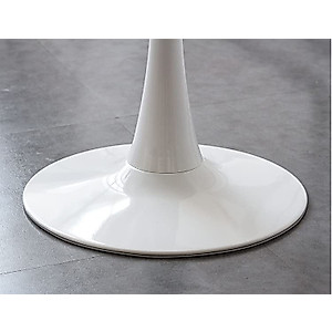 MIINO Round Modern Style Solid Wood Dining Table Dining Furniture with Tulip Base, Small Table for Office Small Coffee Table for 2, White, 23.6" W