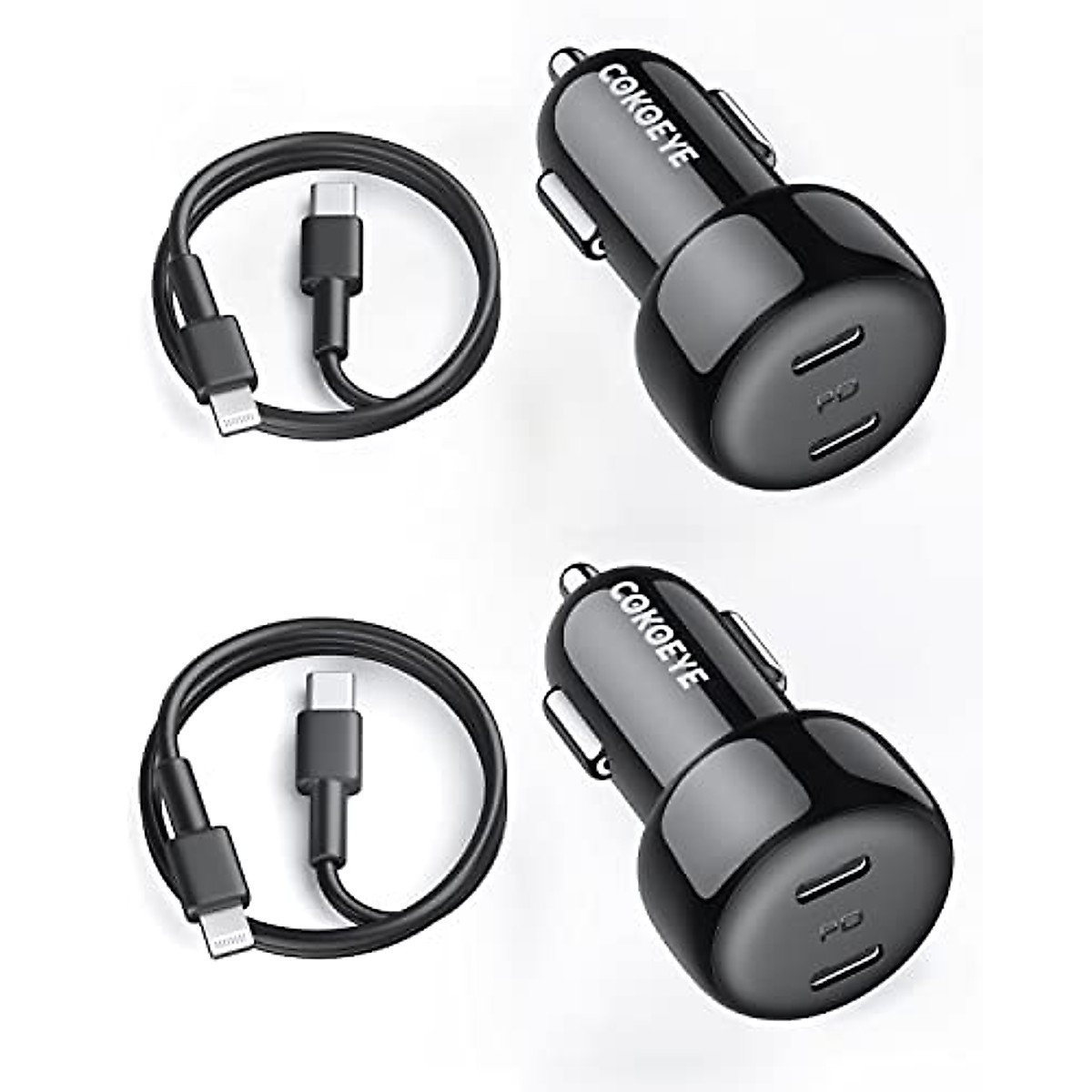 [Apple MFi Certified] USB C Car Charger, for iPhone Fast Car Charger PD 40W Dual Ports 2Pack Car Phone Charger with Lightning Cable Compatible with iPhone 14/13/12/11/Pro/MAX/XS/iPad Pro/Samsung