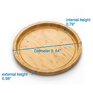 Dranixly Serving Tray, Round Bamboo Tray Beautiful Round Decorative Wood Tray for Kitchen Dining Room Coffee Table, Suitable for Storage and Display (9.8 inch)