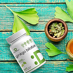 DEAL SUPPLEMENT Ginkgo Biloba 500mg Per Serving, 240 Capsules, 4 Month Supply – Grown in Northern Asia – Extra Strength, Promotes Brain Function