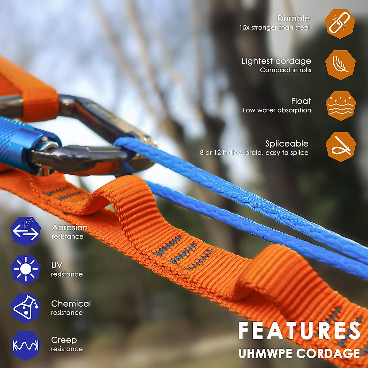 emma kites 100% UHMWPE Braided Cord Heavy Duty Abrasion Resist. Low Stretch Utility Cord for Kites Surfing Whoopie Rigging Spearfishing Kayak Survival Repair, Black 1/8"(Dia.) 2200Lb 50Ft Spool