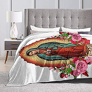 Our Lady of Guadalupe Virgin Mary(1) Flannel Fleece Throw Blankets Super Soft Cozy Warm Plush Bedding for Adults Kids Lightweight Blankets for Couch,Sofa,Bed Halloween decor-50 x40