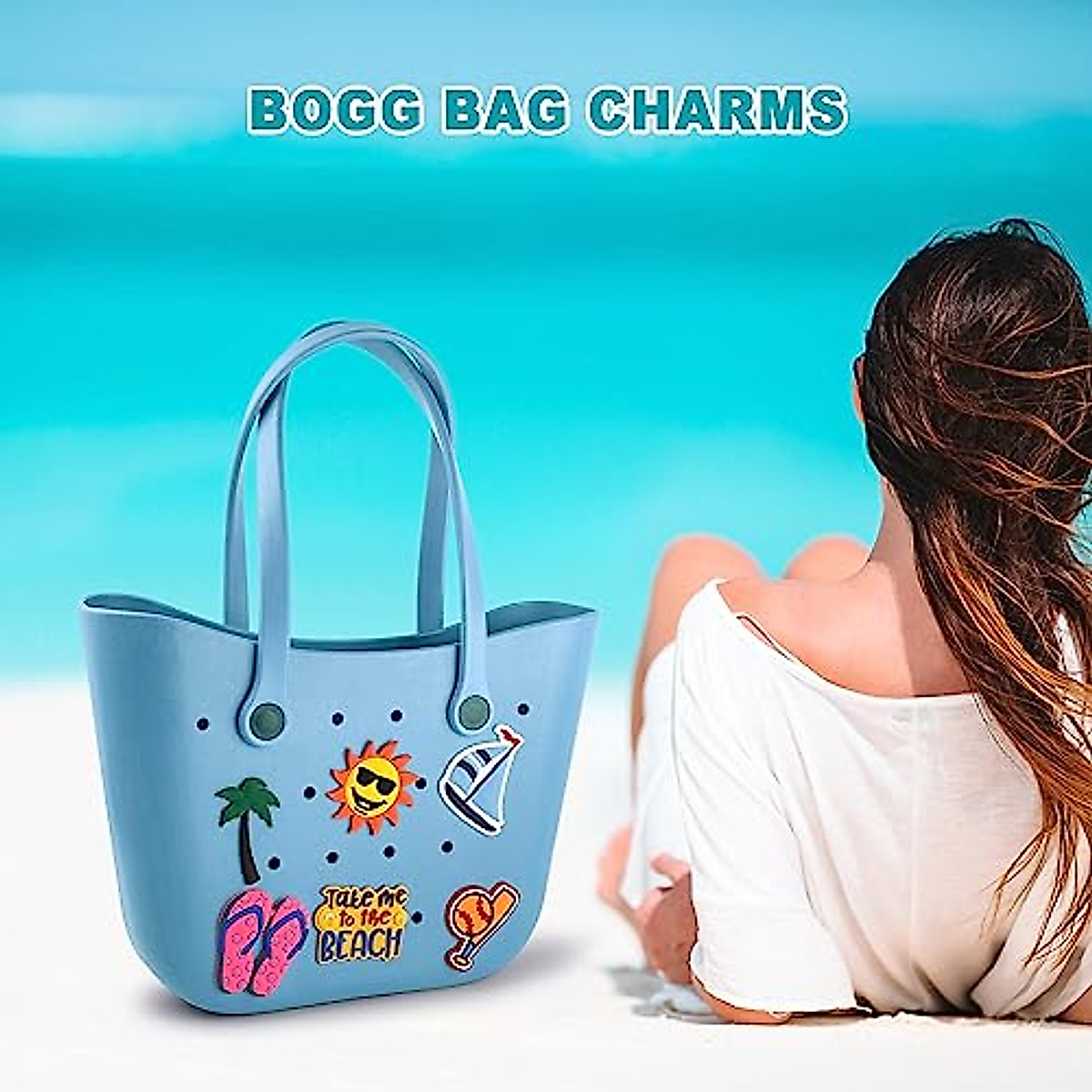 Qujior 6 Pack Bog Bag Charms, 3" Rubber Tote Bag Bits Charms, Bag Accessories Charms for Bogg Bag