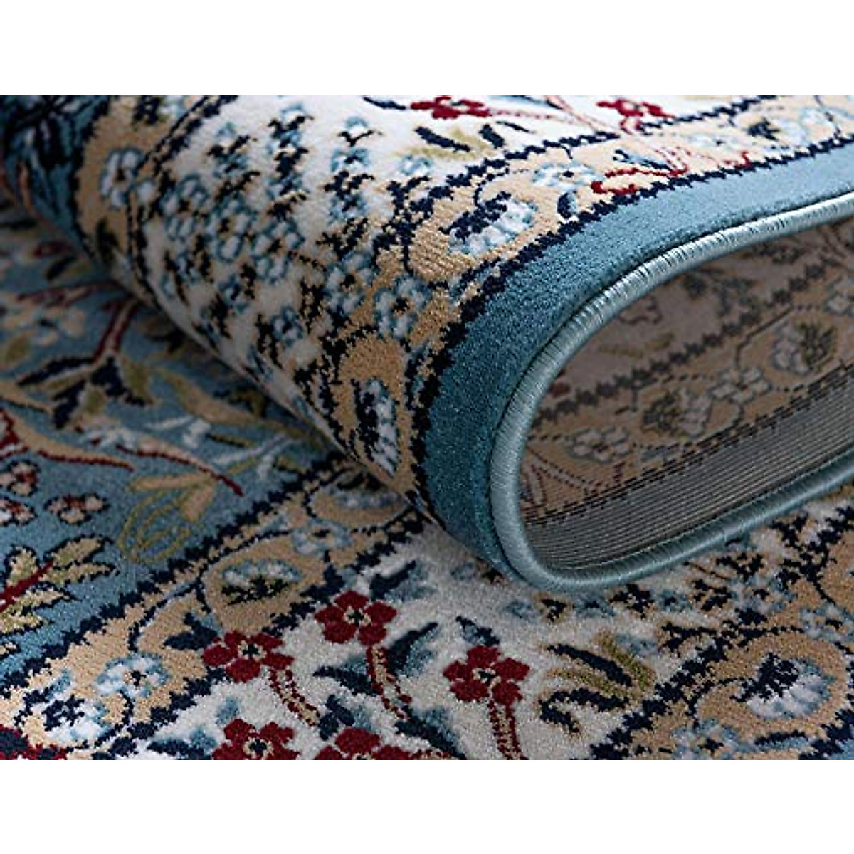 Unique Loom Narenj Collection Classic Traditional Textured Hunting Design Area Rug, 8 ft x 10 ft, Blue/Tan