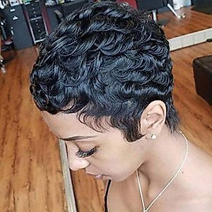 VCK Short Human Hair Wigs for Black Women Short Curly Human Hair Wigs Pixie Cut Wigs for Black Women Short Wigs Human Hair Full Machine Made Glueless Wigs