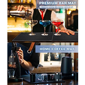 Bar Mat 4Pack IMIYOKU 0.4" Thick Durable Bar Mat for Spills Service Mat for Coffee Bars Restaurants and Counter Top Dish Drying Mat Glass Drying Mat (Black 1PC/18" x 12" +1PCS/23" x 3" +2PC/12" x 6")