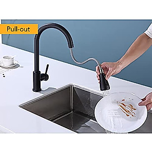 Kitchen Sink Faucet for Bar Farmhouse Commercial, High-end Touch Kitchen Faucets, Pull Out Black Kitchen Mixer Tap, Sensor Faucet, Swivel 360 Degree Hot and Cold Water Taps (Color : Black)