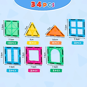 Gemmicc Magnetic Tiles, Magnet Toys Building Blocks for Kids, STEM Approved Educational Toys, Starter Set Magnet Puzzles Stacking Blocks,Sensory Montessori Toys for Boys Girls