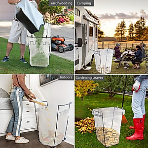 Niurui Garden Trash Bag Holder - Outdoor Leaf Bag Support Stand Multi-Use Metal Garbage Bag Holder Frame Holds 30-45 Gallons Bag for Leaves, Camping, Yard Weeding, Lawn Party