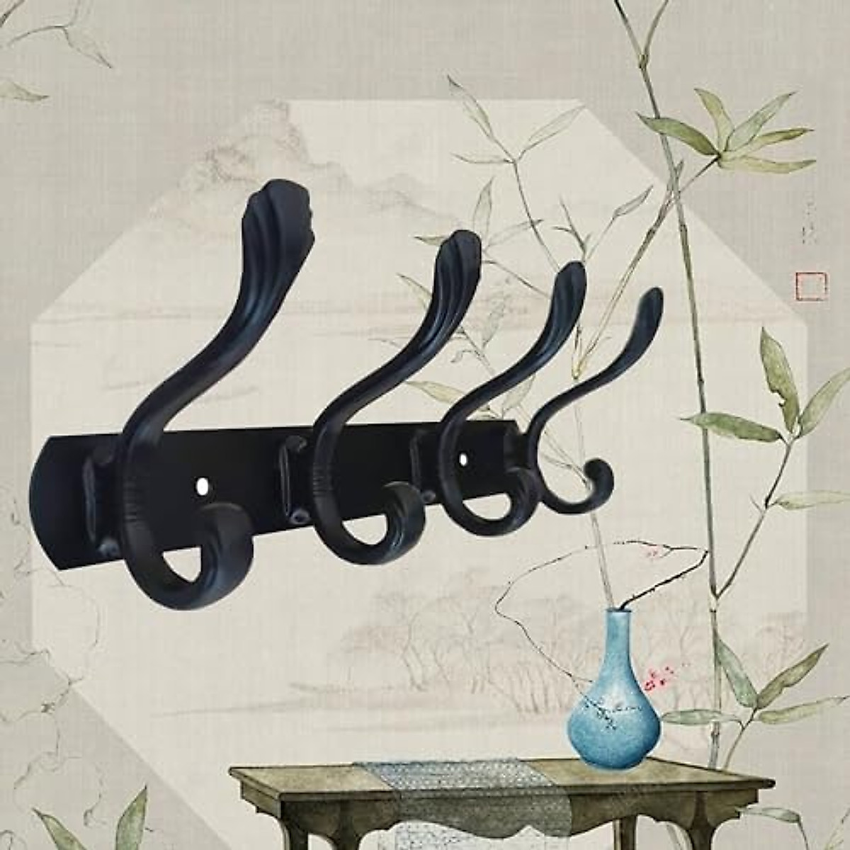 AOLZUNK Wall Mount Coat Rack, Stainless Steel Rack with 4 Hooks for Hanging Coats Towels Keys for Kitchen, Bathroom,