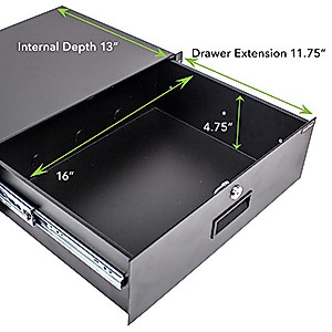 NavePoint Server Cabinet Case 19 Inch Rack Mount DJ Locking Lockable Deep Drawer with Key 3U