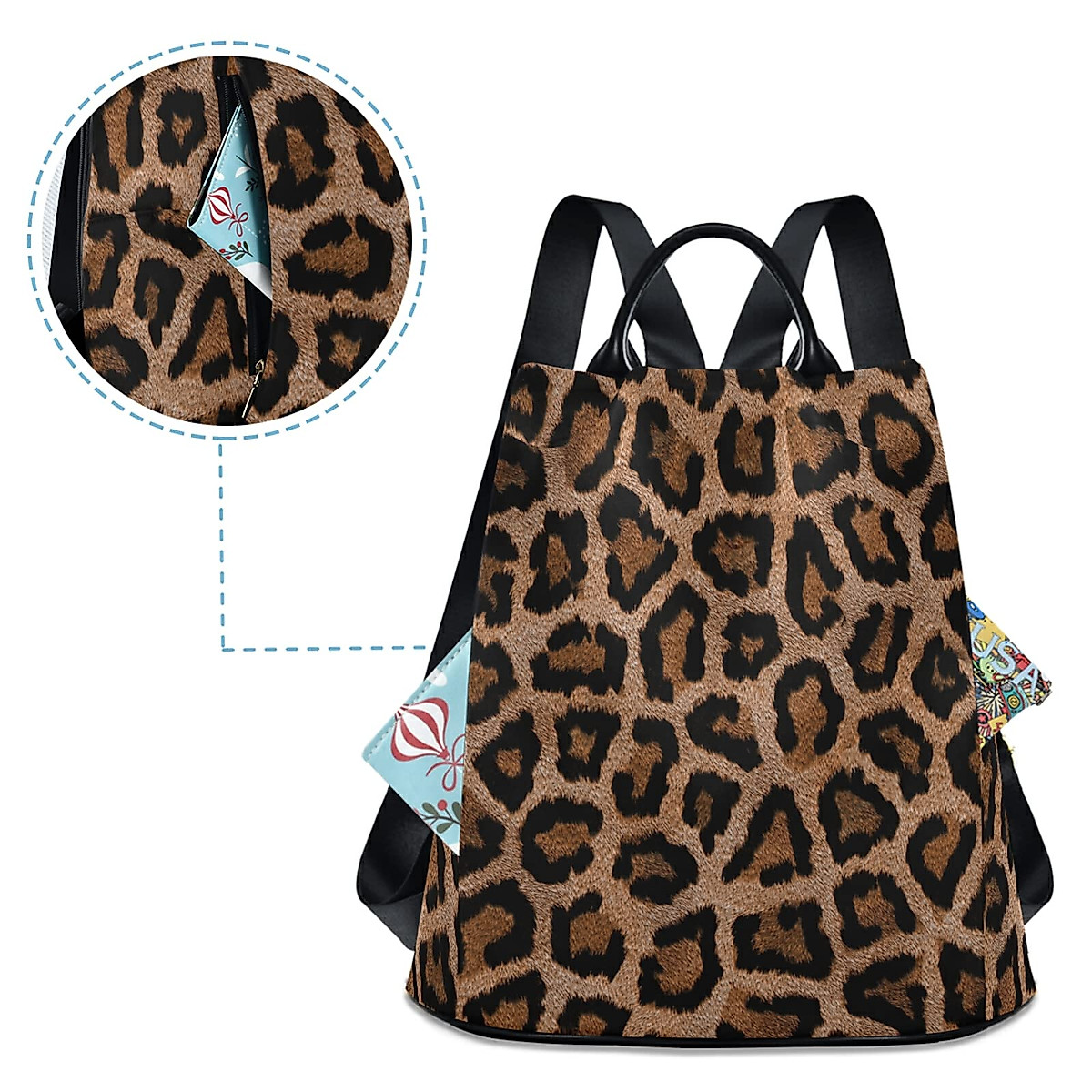 Backpack Purse for Women Fashion Leopard Print Wild Travel Anti-theft Daypack College Casual Shoulder Bag Medium Size