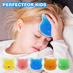 HI FINE CARE 5 Pcs Boo Boo Ice Pack, Kid Reusable Ice Pack, Auxiliary Fever Reduction, Hot Cold Pack for Kids Injuries, Wisdom Teeth, Baby Colic, Gas and Upset Stomach, Pain Relief, Fever, Headaches