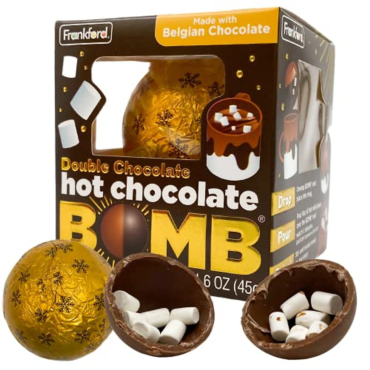 Double Hot Chocolate Hot Chocolate Melting Balls Pack of 6 with Mini Marshmallows Inside, 1.6 Ounce
