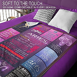 Shanfeirui Aries Gifts for Women, Zodiac Gifts for Women, Astrology Gifts for Women, Zodiac Blanket, Aries Blanket, April Birthday Gifts for Women Blankets 50" X 60"