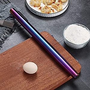 Berglander Rainbow Rolling Pin, 16.7 Inches Stainless Steel Colorful Matte Finish with Rainbow Titanium Plating Rolling Pin for Baking Pizza Dough, Pie, Cookie, Gift Ideas for Bakers.