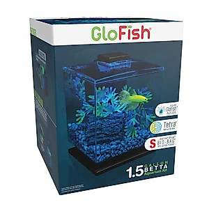 Tetra GloFish Betta Aquarium Kit 1.5 Gallons, Easy Setup and Maintenance, Perfect Starter Tank,Black/Clear