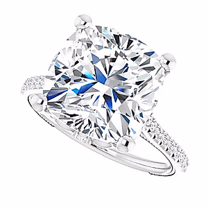 JEWELERYIUM 6 CT Cushion Cut Colorless Moissanite Engagement Ring, Wedding/Bridal Ring Set, Solitaire Halo Style, Solid Sterling Silver Vintage Antique Anniversary Promise Ring Gift for Women (7)