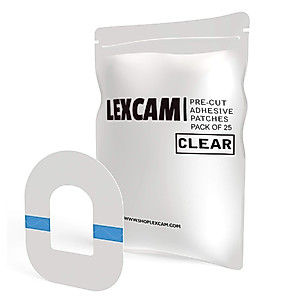 Lexcam Adhesive Patches Pre-Cut for Omnipod 5, Dash – Pack of 25 – Waterproof, Transparent Overpatches for Tubeless, automated Pump, Sensor is NOT Included