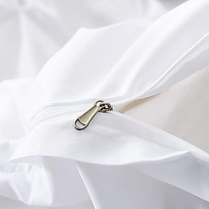 DREAMS PILLOW BEDDING Wyoming King (118 x 98) Inches 3 PC White Pinch Pleated Duvet Cover Set White 800 Thread Count Zipper Closure Egyptian Cotton 3 Pieces (Duvet Cover + 2 Pillowcases)