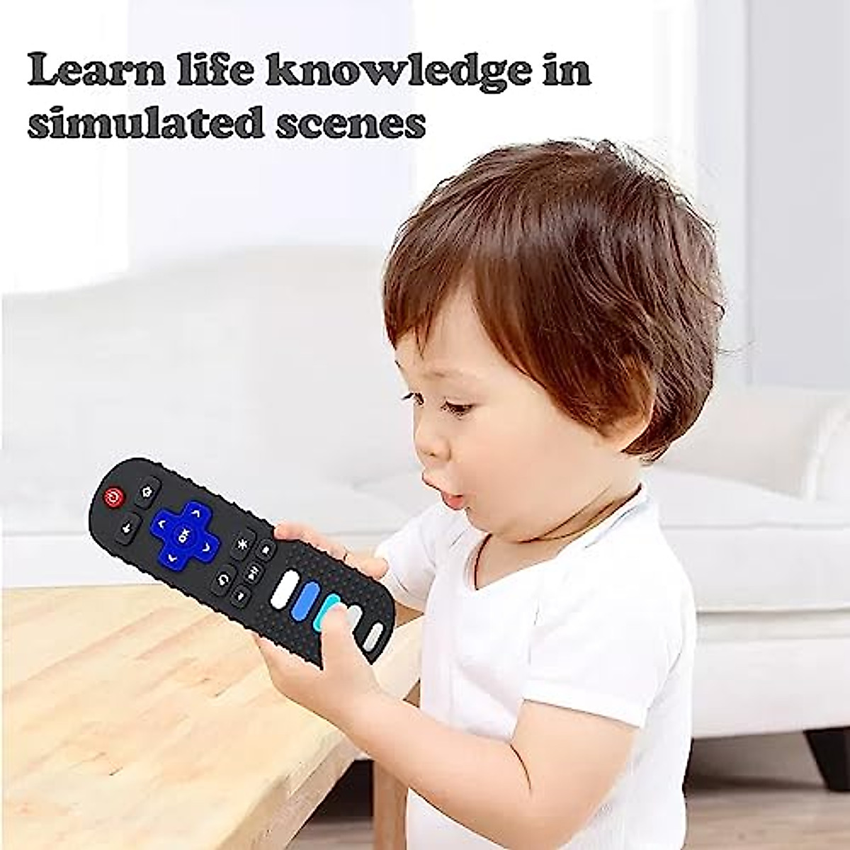 ERSIHUA 2-Pack Baby Teething Toys-TV Remote Control Shape Silicone Infants Teething Toys for Babies 0-18 Months,BPA-Free (2packs-Black)