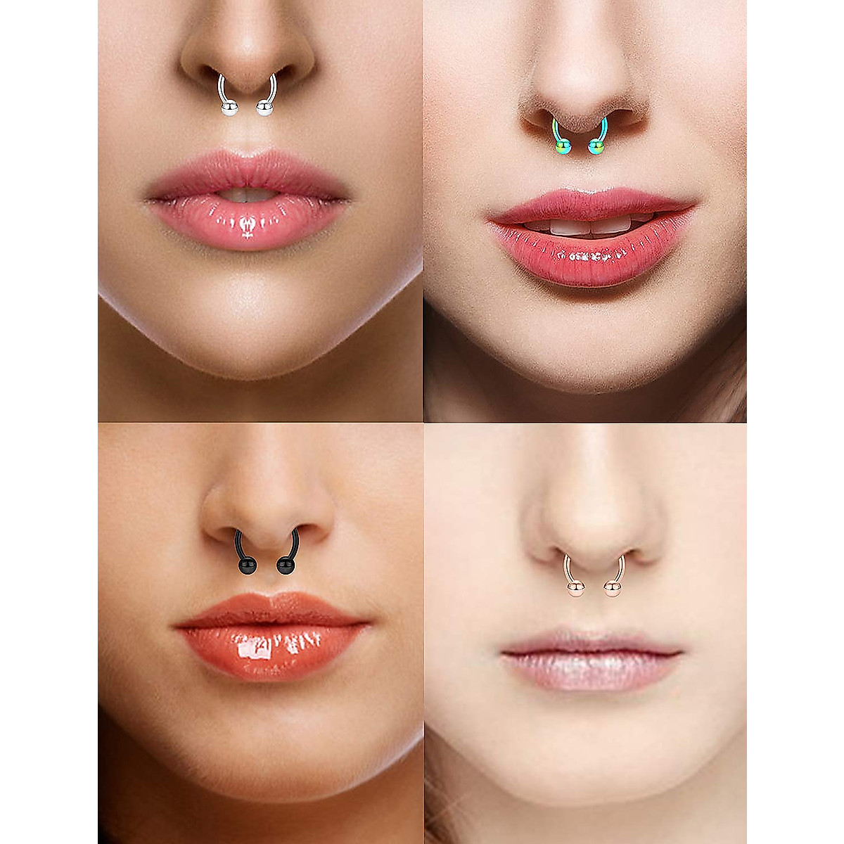 SCERRING 16G Septum Jewelry Nose Hoop Ring Horseshoe Cartilage Daith Tragus Earings Rings Retainer Body Piercing Jewelry 10mm 40PCS Mix Color