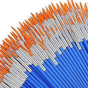 100Pcs Paint Brushes Bulk Small, Anezus Paint Brushes for Kids Fine Paint Brushes Set Detail Paint Brushes for Classroom Model Canvas Face Nail Art Acrylic Watercolor Paint Craft Supplies