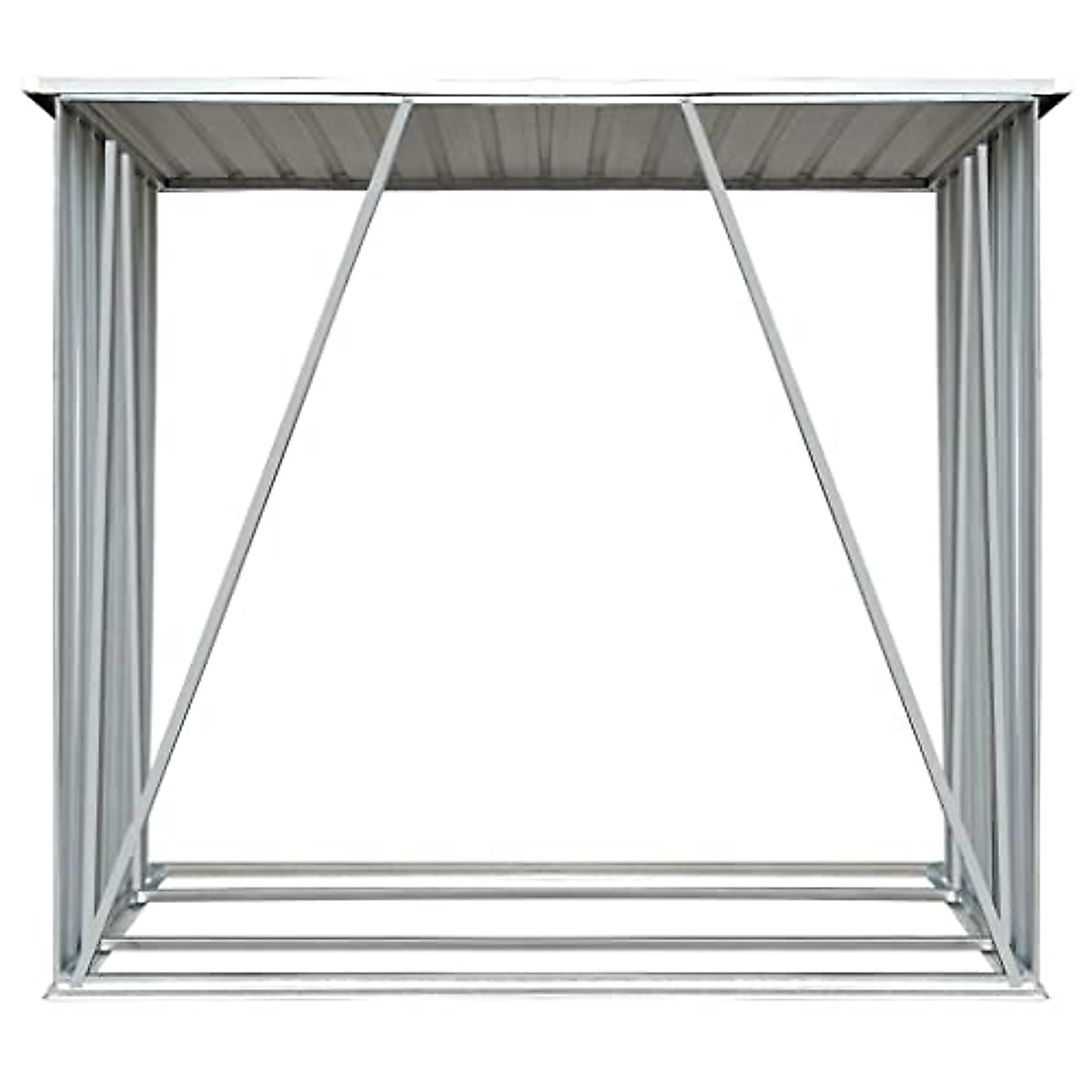 vidaXL Garden Log Storage Shed Firewood Shed Timber Storage Outdoor Patio Balcony Backyard Terrace Furniture Galvanized Steel 64.2" Anthracite