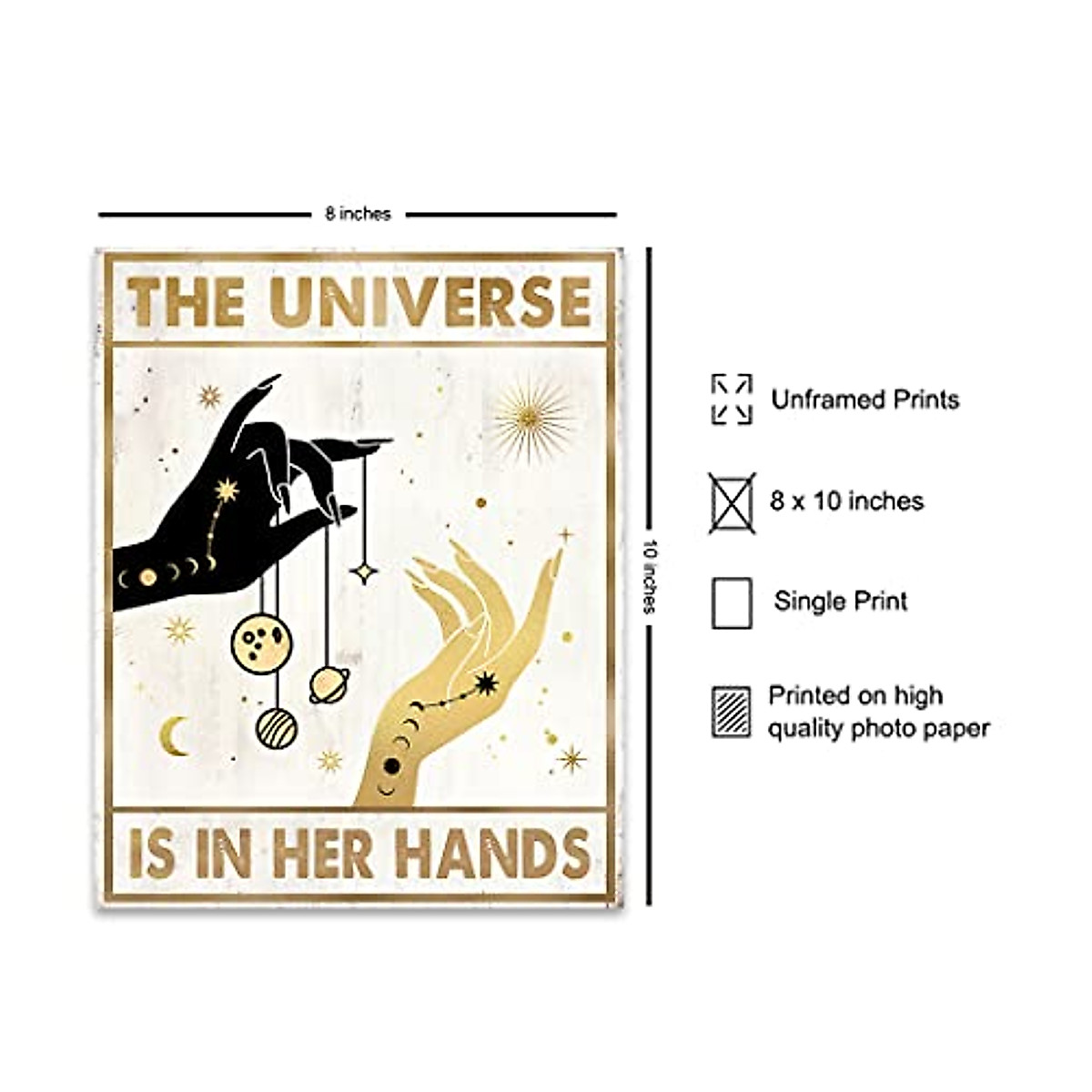 Boho-chic Witchy Wall Art & Decor - Celestial Boho Wall Decor - Pagan Wall Decor - Hippie Room Decor - Wicca Witch Witchcraft Poster print - Wiccan Altar Supplies - Black magic Home Decor UNFRAMED