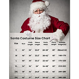 ADOMI Santa Claus Costume for Men Adults Santa Suit 11pcs Mens Red Deluxe Christmas Clause Outfit Cosplay Vacation Suits Set M