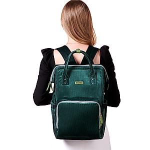 SUNVENO Velvet Stitching Diaper Bag Backpack Large Capacity Tote Shoulder Nappy Bag Organizer for Baby Care with Insulated Pockets,Waterproof Fabric, Green