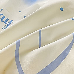 BlueBlue Rabbit Kids Duvet Cover Set Twin, 100% Cotton Bedding for Boys Girls Teens Single Bed, Cartoon Bunny Blue Heart on White, 1 Cute Kawaii Comforter Cover 2 Pillowcase (Twin, Rabbit Blue)