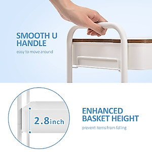 TOOLF 3-Tier Rolling Cart, Metal Utility Cart with Detachable Tray Top, Storage Craft Art Cart Trolley Organizer Serving Cart Easy Assembly for Office, Bathroom, Kitchen, Kids' Room, Classroom