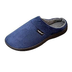 isotoner Men's Slippers, Open Back Slip On with Gel Infused Memory Foam, Indoor/Outdoor Sole and Skid Resistance