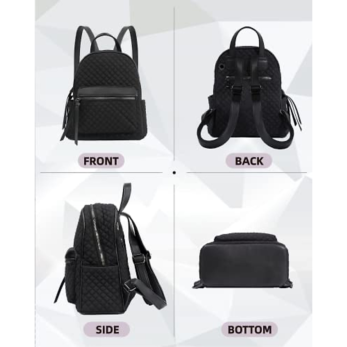 ANNASPEAK Women's Fashion Backpack Purse Satchel Handbags and Shoulder Bag PU Leather Travel bag (Quilted Black, Medium)