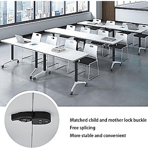 AKSOUDEW Conference Table-Easy to Move Portable White Small Conference Table-with Silent Wheels Folding Rectangle Conference Table Suitable for Office,Meeting Room,classr (4Pcs) (160 * 60 * 75cm)