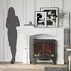 HOMCOM Modern Fireplace Mantel, Surround Mantels for Fireplace with Decorative Pattern Interior Width 29" White