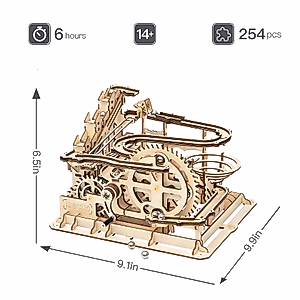 ROKR 3D Wooden Puzzles Marble Run Set - Mechanical Model Kit for Adults DIY Roller Coaster Toys Gifts for Boys/Girls (Marble Parkour)