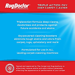 Rug Doctor Triple Action Oxy Deep Carpet Cleaner, 48 oz., Deep Cleans, Deodorizes, & Protects, Concentrated, Professional-Grade, 3X Action Formula