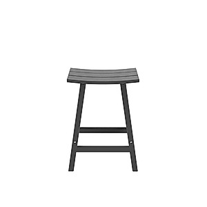 Costaelm All-Weather Bar Stools Set of 2, 24" Height Outdoor Bar Stools, Adirondack Poly Patio Bar Stool for Patio, Deck, Kitchen Counter and Garden, Gray