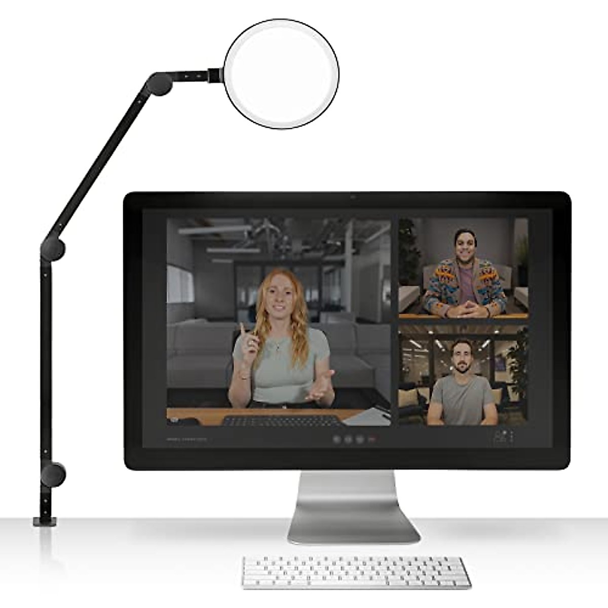 Lume Cube Edge LED Desk Light | Remote Work Swing Arm Desk Lamp with Clamp | Video Conferencing lighting, Zoom Webcam, Task Light, Drafting Light, Table Lamp | Adjustable Brightness, Color Temperature