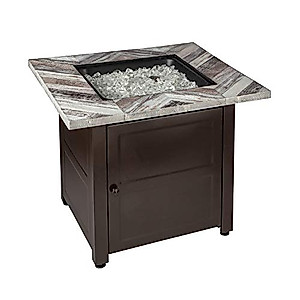 Endless Summer, The Duvall, 30" Square Outdoor Propane Fire Pit, Includes White Fire Glass, Table Insert, & Protective Cover