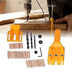 Handheld Dowel Jig Kit Hole Punch with Metal Ring Aperture Quick Wood Doweling Jigs ABS for Woodworkers Orange